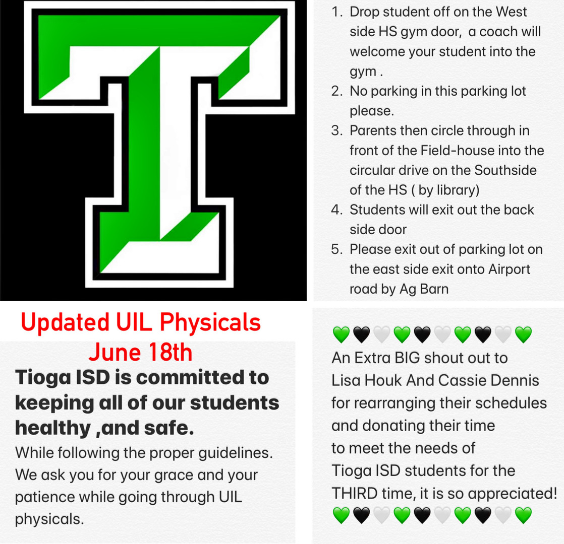 Tioga ISD - UIL Physicals (Updated 06/15/2020)